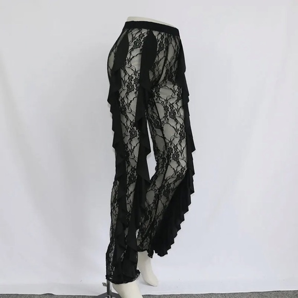 Swim | New Lace Sheer Ruffle Mesh See Through Beach Swim Cover Up Pants ...